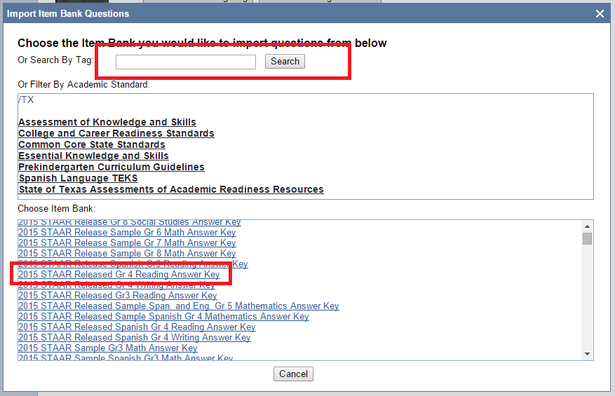 Using STAAR Answer Keys and Mock STAAR Item Banks – Help Categories