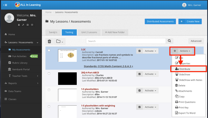 Share / Distribute Lessons and Assessments – Help Categories