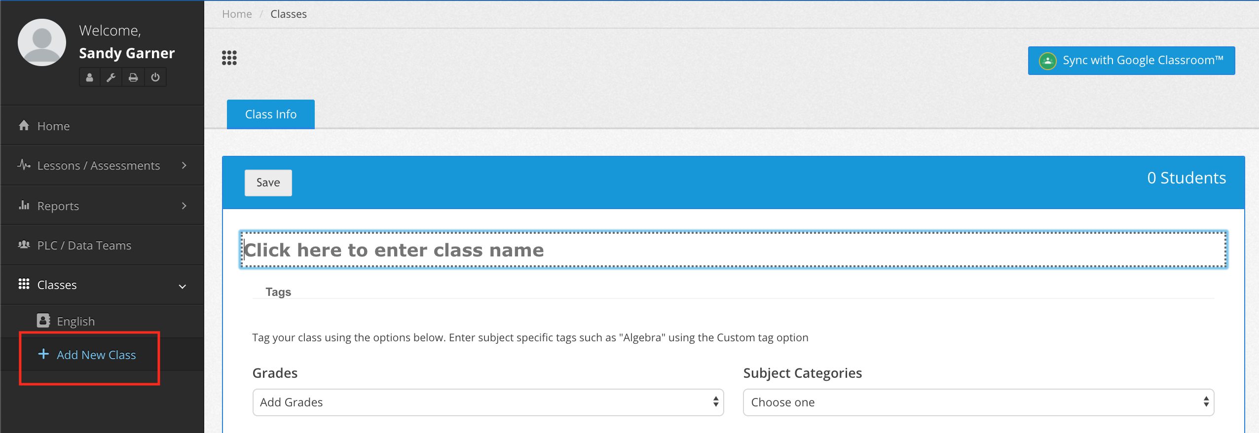 Create a Class and Add Students – Help Categories