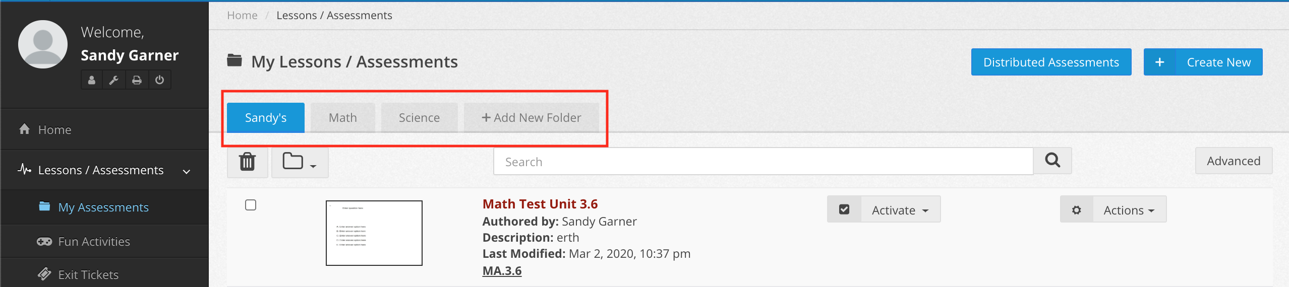 Lessons/Assessments Overview – Help Categories