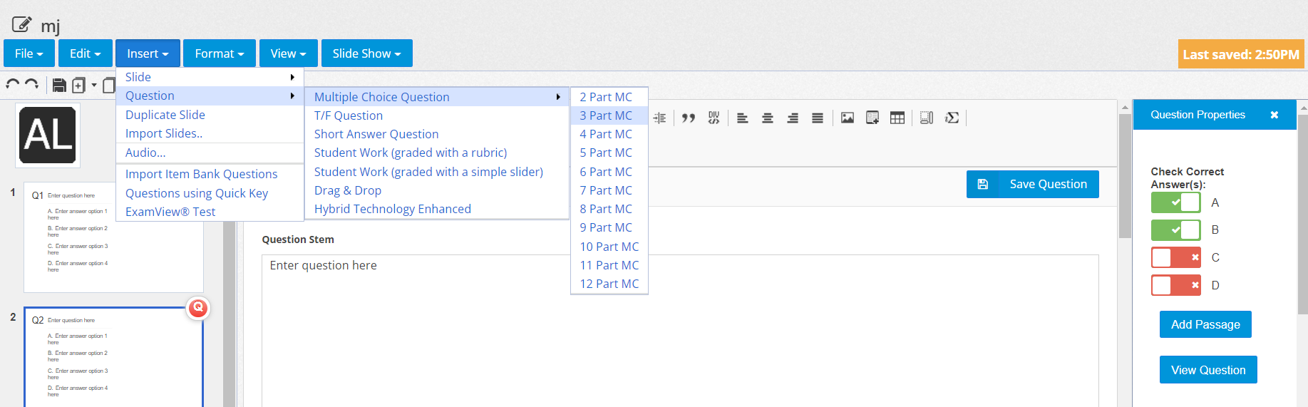 Supported Question Types: How to Author and Grade – Help Categories